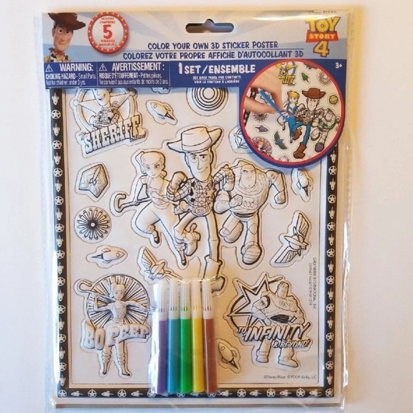 Disney | Accessories | Disney Toy Story 4 Color Your Own Sticker Poster ...